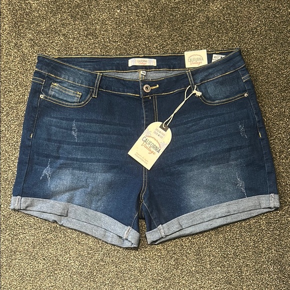 California Vintage | Shorts | Indigo Blue Jean Shorts With Rolled Hem ...